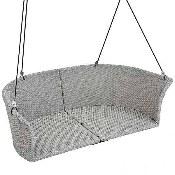 51.9" 2-Person Hanging Seat, Rattan Woven Swing Chair, Porch Swing With Ropes, Wicker And ...